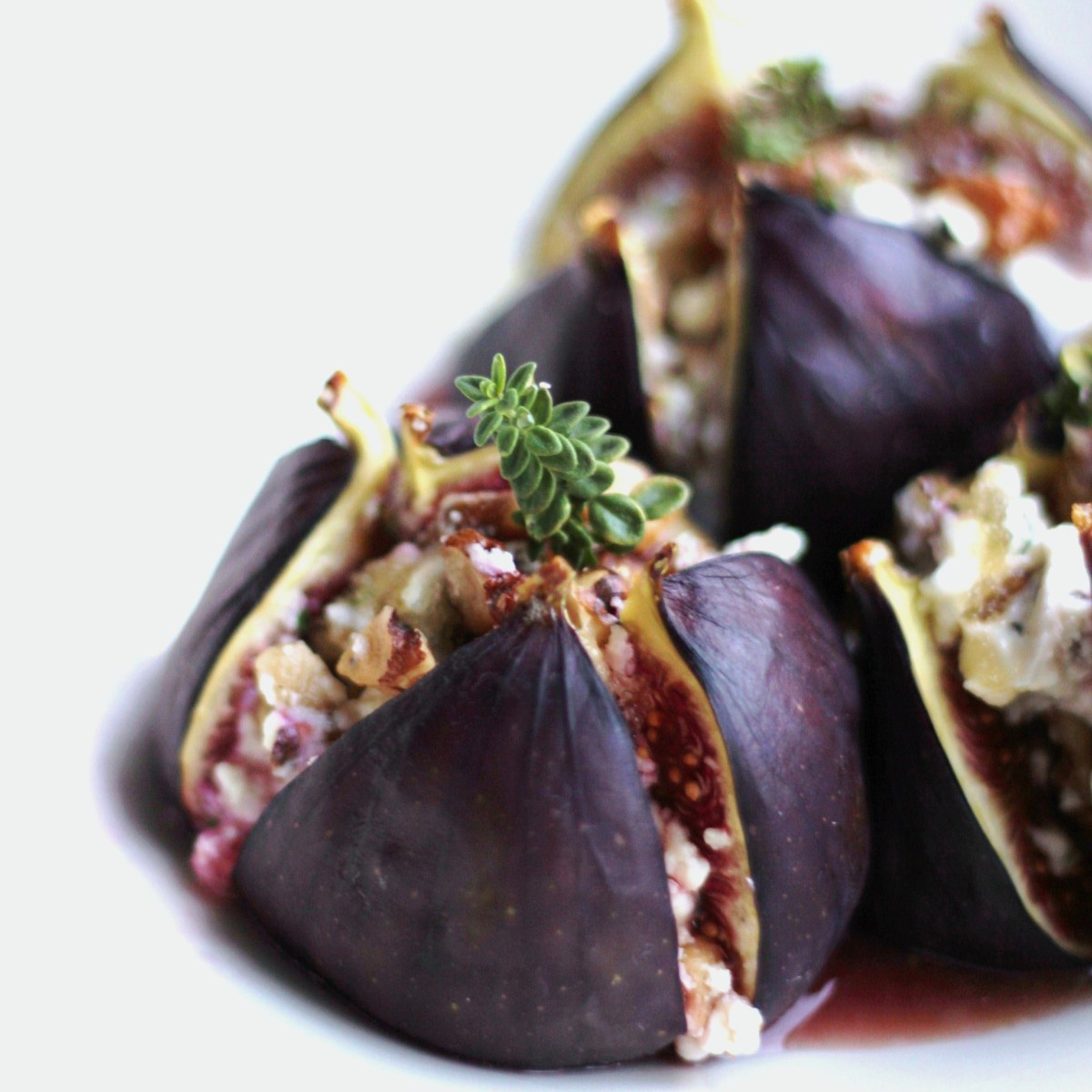 Baked figs stuffed with walnut & thyme goat’s cheese | pip & little blue