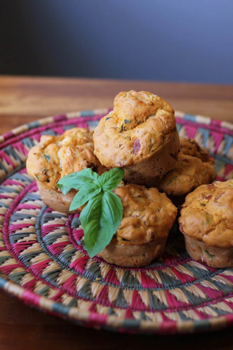 Tomato, Manchego cheese & basil savoury muffins | pip & little blue