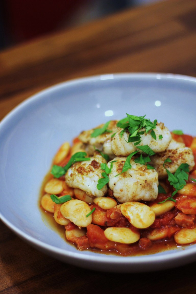 Spanish supper: Monkfish with quick chorizo & butterbean stew | pip ...