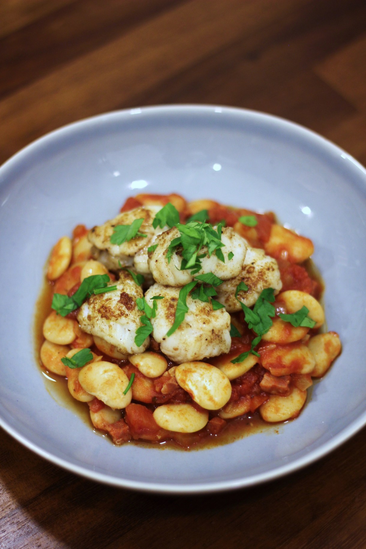 Spanish supper: Monkfish with quick chorizo & butterbean stew | pip ...