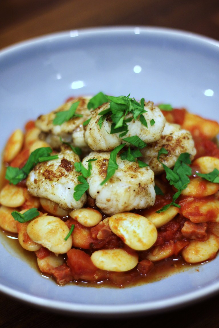 Spanish supper: Monkfish with quick chorizo & butterbean stew | pip ...